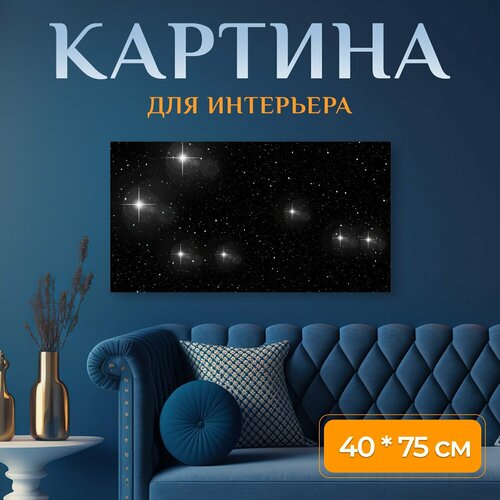 Картина на холсте "Звезды, созвездие, вселенная" на подрамнике 75х40 см. для интерьера