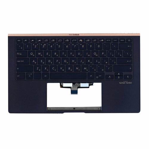 Клавиатура (топ-панель) для ноутбука Asus ZenBook 14 UX434 черная с черным топкейсом