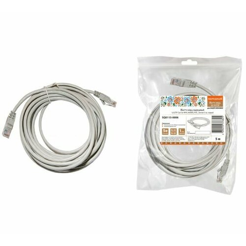 Патч-корд народный U/UTP Cat 5e 4PR 24AWG PVC, литой, серый (Артикул: 4100010217)