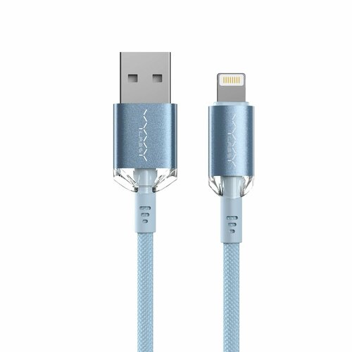 Кабель USB-Lightning Vyvylabs Crystal Series Fast Charging Data Cable, 2.4А, 1м, голубой