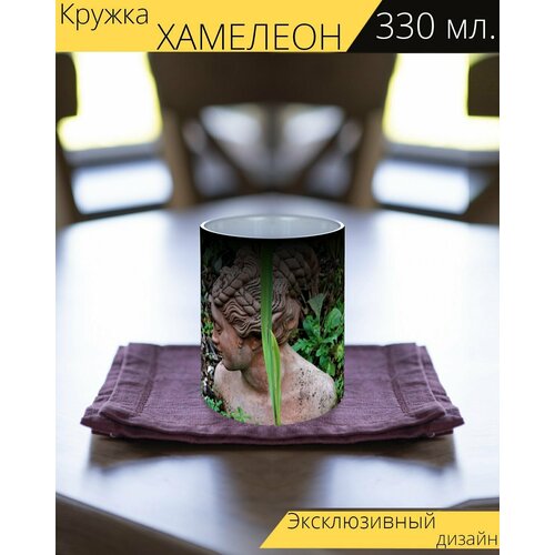 Кружка хамелеон с принтом "Скульптура, женщина, статуя" 330 мл.