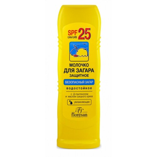 Floresan Молочко для загара солнцезащитное, водостойкое, SPF 25, 125 мл