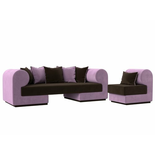 Набор Кипр-2 (диван, кресло), Микровельвет коричневый и сиреневый