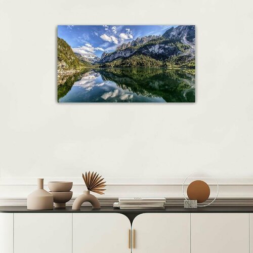 Картина на холсте 60x110 LinxOne "Lake Gosau озеро Alps Austria" интерьерная для дома / на стену / на кухню / с подрамником