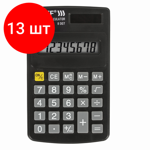 Комплект 13 шт, Калькулятор карманный STAFF STF-818 (102х62 мм), 8 разрядов, двойное питание, 250142