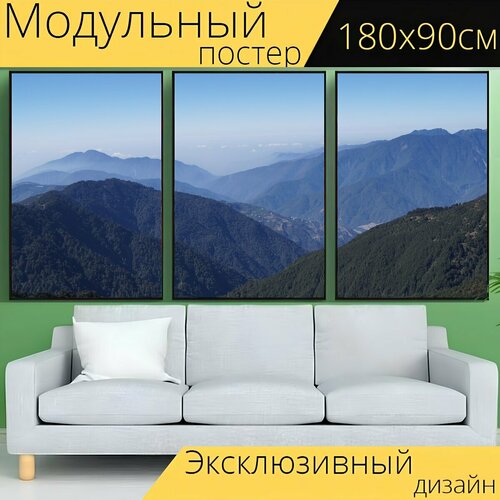 Модульный постер "Гора, альпийский, путешествовать" 180 x 90 см. для интерьера