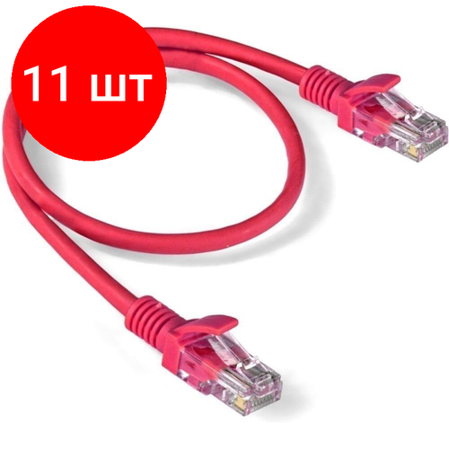 Комплект 11 штук, Патч-корд ExeGate UTP-RJ45-RJ45-5e-1.5M-RD, 5e, 1.5м, красный