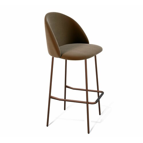 Комплект барных стульев 2 шт, Барный стул со спинкой 2 шт, микровелюр/металл