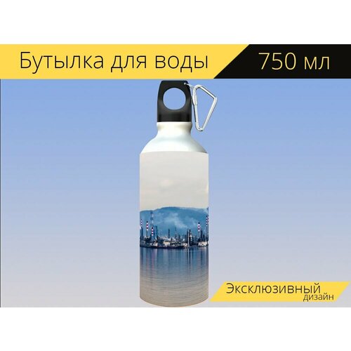 Бутылка фляга для воды "Масло, петким, тюпраш" 750 мл. с карабином и принтом