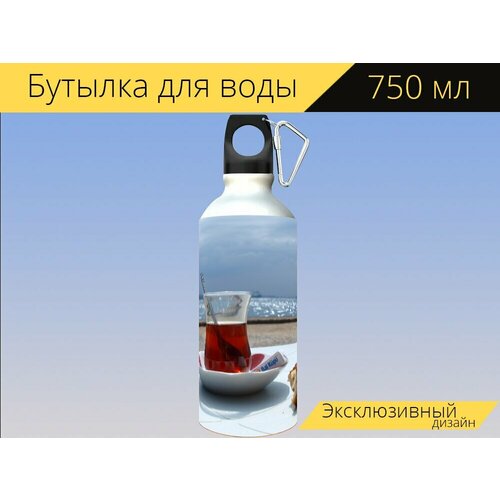 Бутылка фляга для воды "Турция, чай, simit" 750 мл. с карабином и принтом