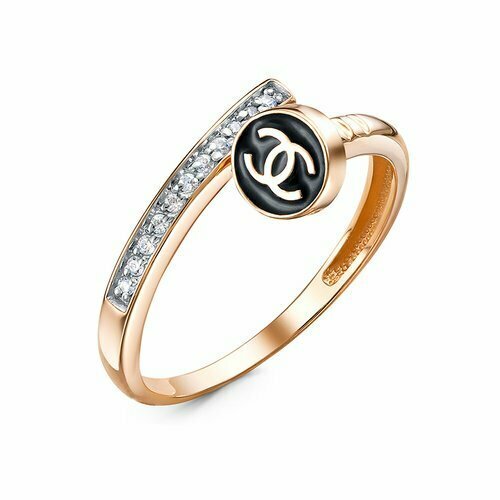 Кольцо Diamant online, золото, 585 проба, фианит, эмаль, размер 17, прозрачный
