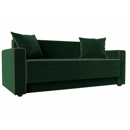 Прямой диван-кровать Лига-012, Велюр зеленый, коричневый