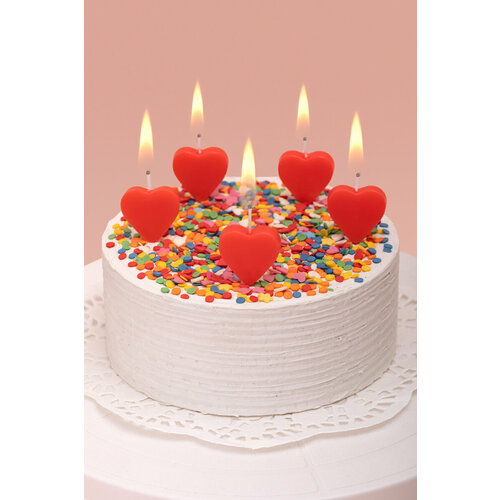 Набор свечей для торта "BOOMZEE" BCD-19 5 шт. Красные сердечки