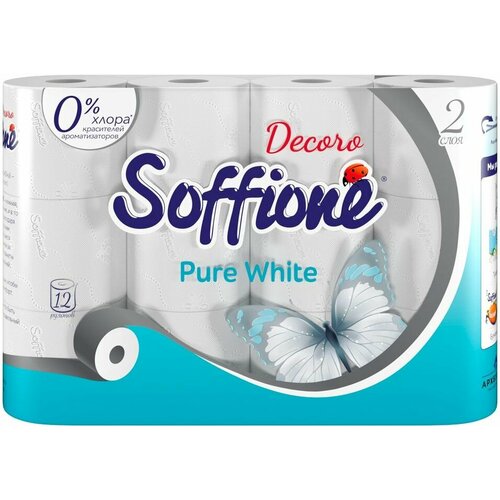 Туалетная бумага Soffione Decoro Pure White 2 слоя 12 рулонов 1шт