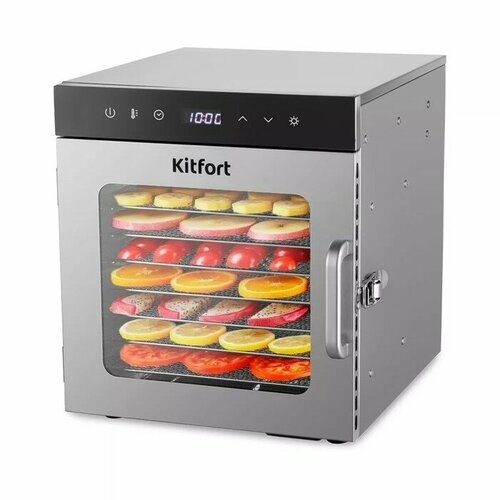 Kitfort Сушилка для овощей и фруктов Kitfort КТ-1950, 500 Вт, 8 ярусов, серебристая