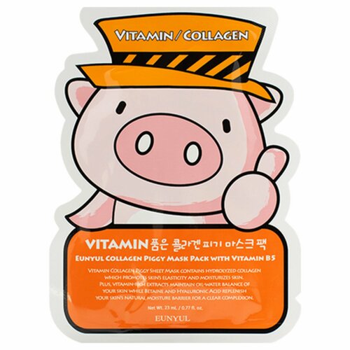 EUNYUL Восстанавливающая тканевая маска для лица с витамином B5 Collagen Piggy Mask Pack with Vitamin B5, 5 шт*23 мл