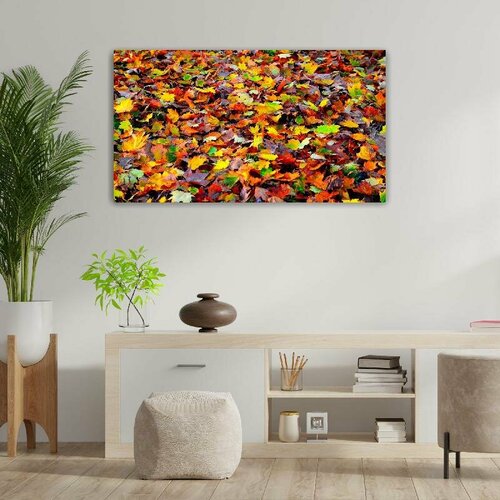 Картина на холсте 60x110 LinxOne "Осень природа ковер листья" интерьерная для дома / на стену / на кухню / с подрамником