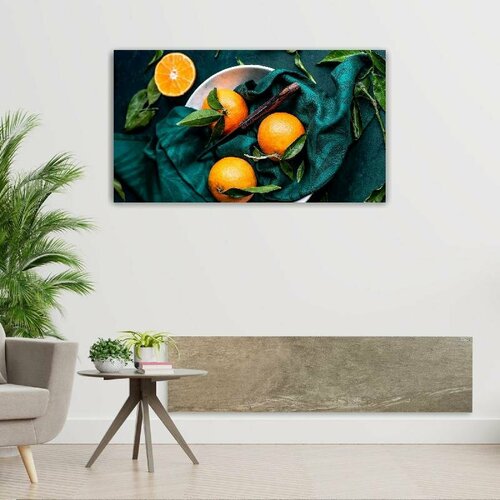 Картина на холсте 60x110 LinxOne "Вкус блюдо апельсины" интерьерная для дома / на стену / на кухню / с подрамником