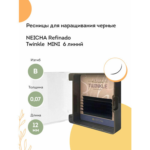 NEICHA Ресницы для наращивания черные REFINADO Twinkle MINI 6 линий B 0,07 12 мм