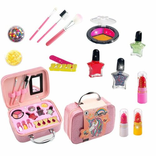 Набор детской косметики в чемоданчике, 15 предметов, Большая косметичка, декоративная косметика для девочек