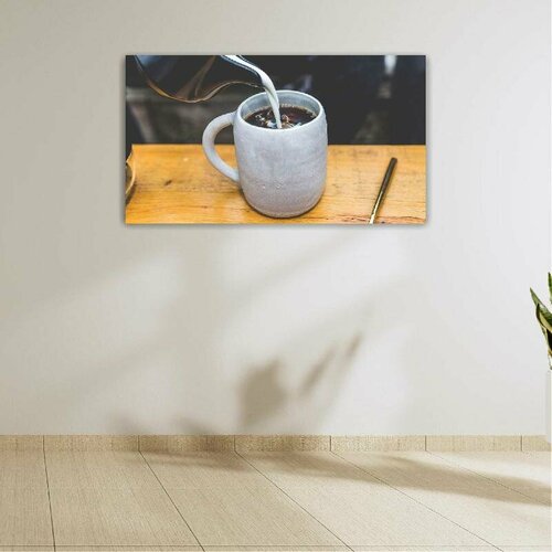 Картина на холсте 60x110 LinxOne "Латте кофе молоко напитки" интерьерная для дома / на стену / на кухню / с подрамником