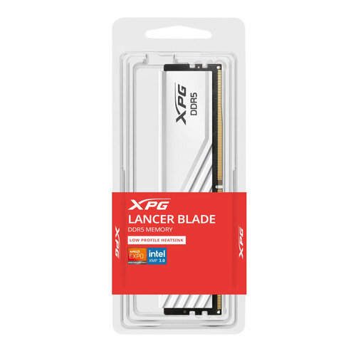 Memory Module ADATA XPG Lancer Blade DDR5 Общий объём памяти 16Гб Module capacity 16Гб Количество 1 6400 МГц Множитель частоты шины 32 1.4 В черный AX5U6000C3016G-SLABWH