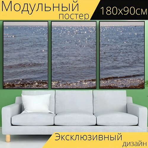 Модульный постер "Зеленогорск, залив, россия" 180 x 90 см. для интерьера