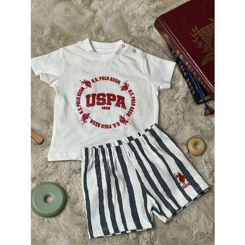 Комплект одежды U.S. POLO ASSN., размер 9-12мес, красный, белый