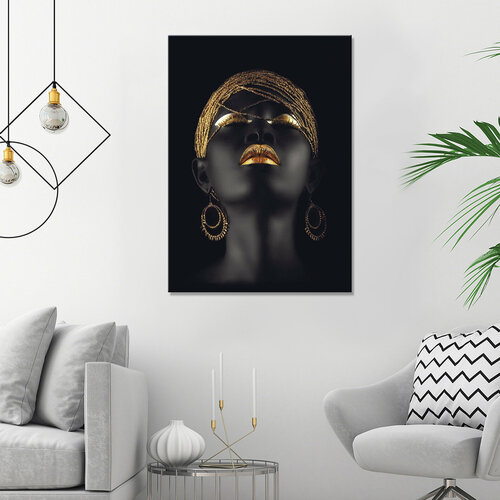 Картина интерьерная-Девушка в золотом бисере 20х30