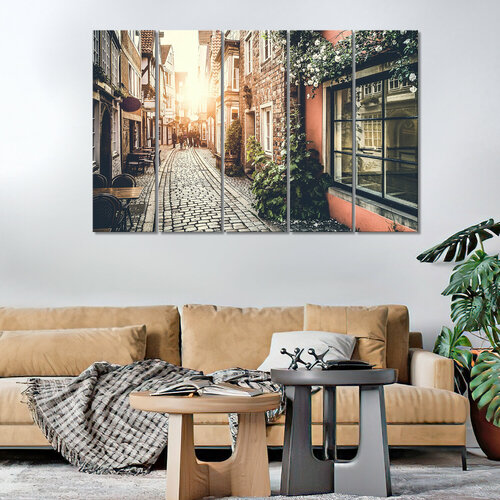 Модульная картина/Модульная картина на холсте/Модульная картина в подарок/Sunny street of Paris - Солнечная улица Парижа 150х100
