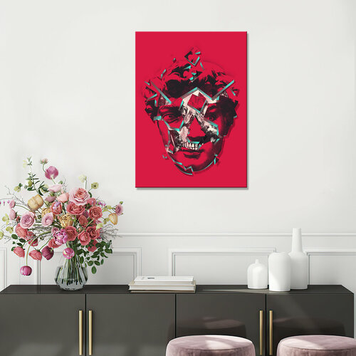 Интерьерная картина на холсте - Расколотый бюст Давида розовый арт 60х80