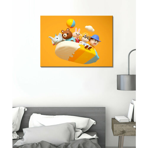 Картина/Картина на холсте для интерьера/Картина на стену/Картина для кухни/ - 3D иллюстрация с мороженым 40х60