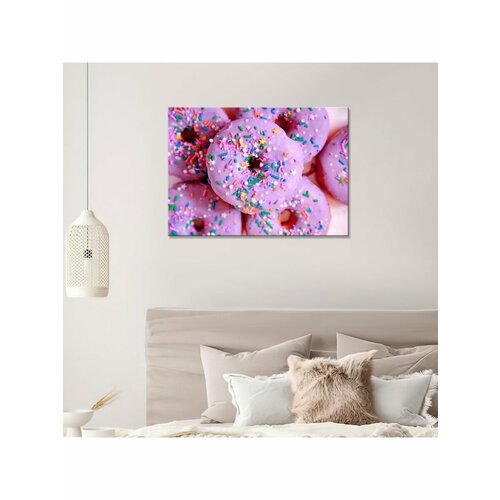 Картина на холсте с подрамником Пончики в сиреневой глазури 40х60