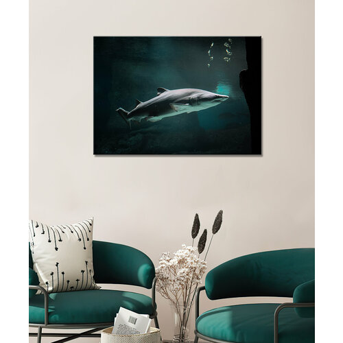 Картина -Акула, белая акула, акула в море, акула в океане (4) 30х40