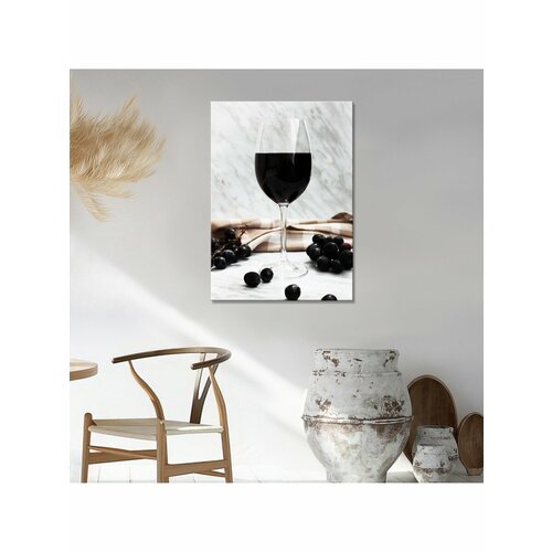 Картина на холсте с подрамником Бокал красного вина 50Х70