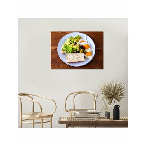 Картина на холсте с подрамником завтрак с яйцом и авокадо 50Х70