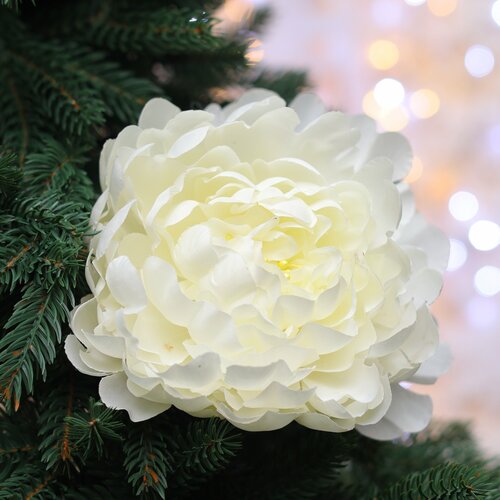 Рождественская декорация Цветок пиона белый
