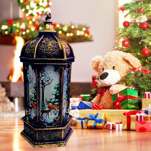 Рождественский фонарь / Новогодний фонарик ночник / Новогодний светильник, на батарейках
