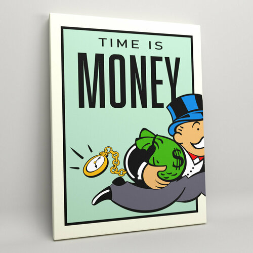 Картина на холсте (интерьерный постер) "Время - деньги", с деревянным подрамником, размер 45x60 см