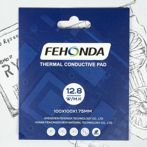 Термопрокладка Fehonda 100 x 100 x 1.75мм 12.8W