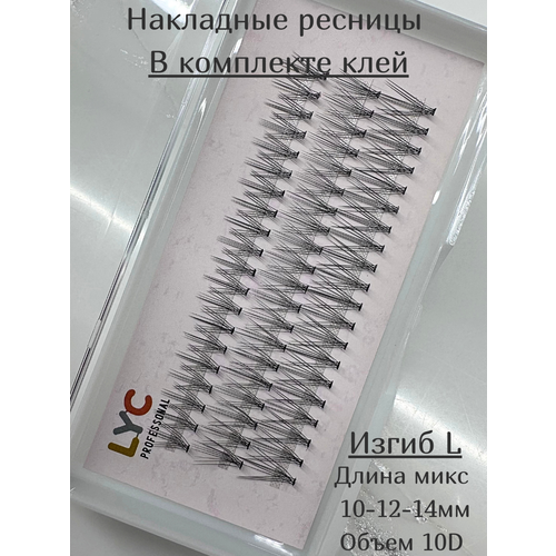 Накладные ресницы пучки 10-12-14мм 10D изгиб L