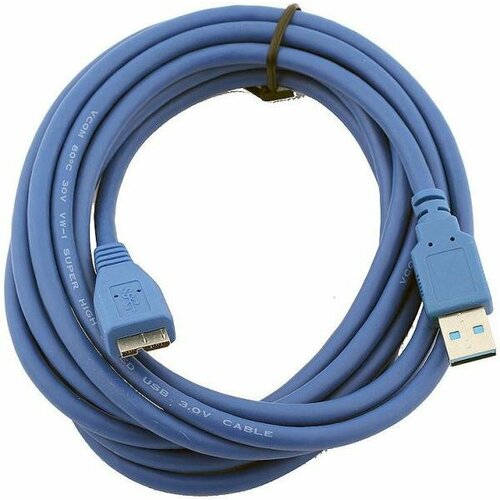 Кабель USB microUSB 3м VCOM Telecom VUS7075-3M круглый синий