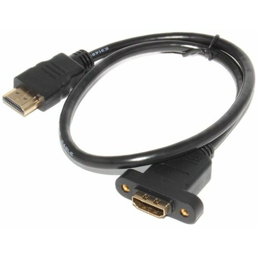 Удлинитель (кабель) HDMI "папа" - HDMI "мама", 0.5 м, с креплением на корпус