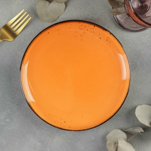 Тарелка фарфоровая пирожковая "Церера", d=18 см, цвет оранжевый