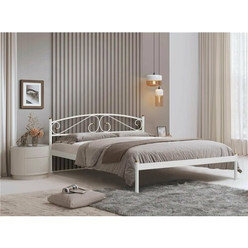 Кровать двуспальная Флоренция 180х200 (металлическое основание/Белый)
