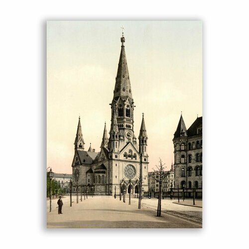 Постер, плакат на бумаге / Emperor Wilhelms Memorial Church, Berlin, Germany / Размер 40 x 53 см