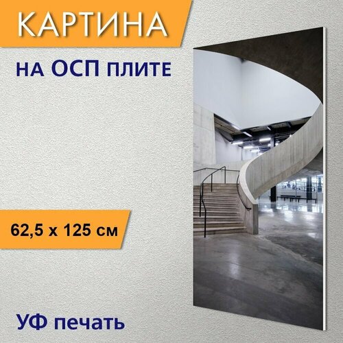 Вертикальная картина на ОСП "Тейт модерн, лестница, архитектуры" 62x125 см. для интерьериа