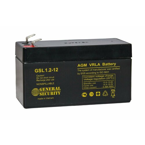 Аккумулятор General Security GSL 1.2-12 (12V / 1,2Ah) ИБП / весы / касса / фонарик / геодезия