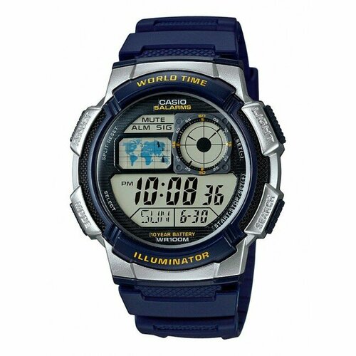 Наручные часы CASIO AE-1000W-2A, синий, серебряный