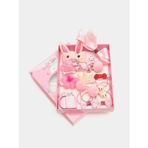 Подарочный набор детских резинок и заколок для волос для девочки , Цвет: Розовый